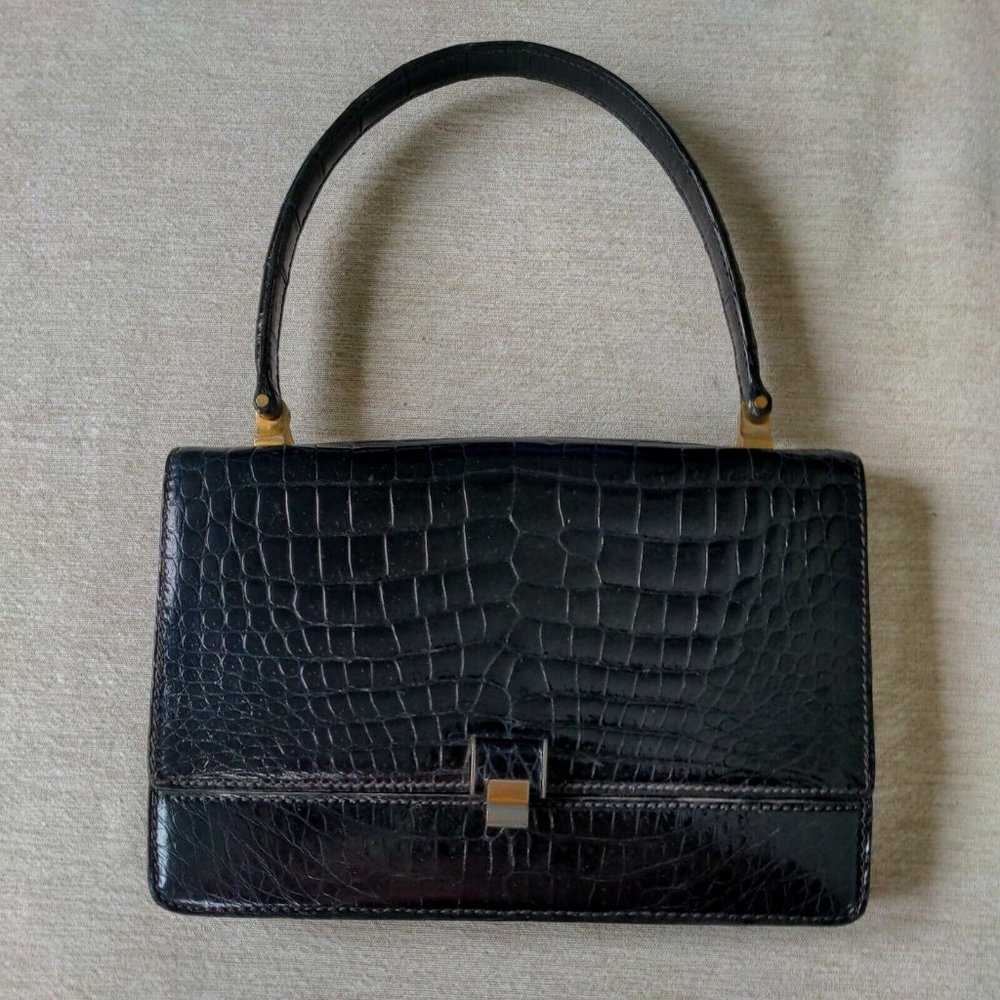 Vintage Lederer France New York Black Alligator Leath… - Gem